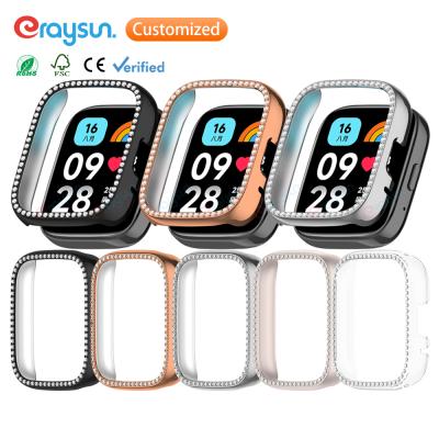 China Eraysun Diamond Encrusted PC Hollow Case for Redmi Watch 3 Lite and 3 Active Watch Case Edition Cover Watches for sale