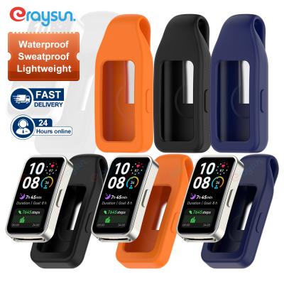China Eraysun Steel Clip Silicone Case for Huawei Band 10 9 8 NFC Nurses Doctor Watch Clip Protector Soft Anti-lost Buckle Holder for sale