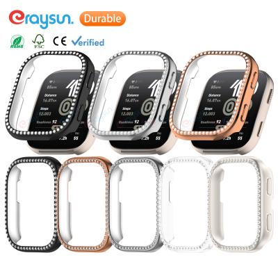 China Eraysun Bling PC Hollow Frame Amazfit Bip6 (A2435) Smart Watch Diamond Crystal Bumper Protector Watch Cover Scratch Resistant for sale