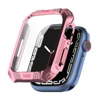 China Diamond Belt Drill + Tempered Film for Apple Watch 7 Screen Protector Bumper Shell Frame for Iwatch 41mm 45mm for sale