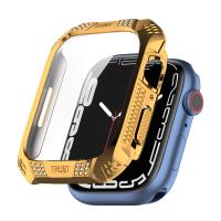 China Diamond Belt Drill + Tempered Film for Apple Watch 7 Screen Protector Bumper Shell Frame for Iwatch 41mm 45mm for sale