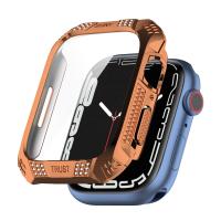 China Diamond Belt Drill + Tempered Film for Apple Watch 7 Screen Protector Bumper Shell Frame for Iwatch 41mm 45mm for sale