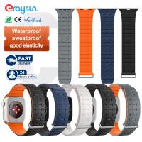 China Eraysun Strong Magnetic Silicone Watch Band Bracelet I Watch Straps 10/9/8 Ultra 2 42/44/45/49mm Adjustable for Apple Watch Band for sale