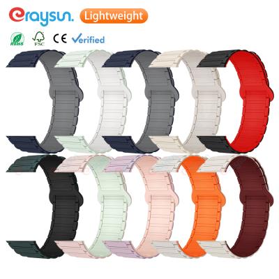 China Eraysun Silicone Magnetic Watch Bands 42/44/45/49mm Ultra 2 Adjustable Sport Bracelet I Watch 6/7/8/9/10 for Apple Watch Strap for sale
