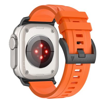 China Eraysun Sport Silicone Mens Watch Band Breathable Ultra Watch 49mm Strap for Apple I Watch 10/9/8 Replacement Custom Wristband for sale