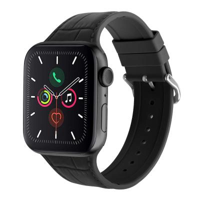 China Compatible With Apple Watch Bands  for Men Women Sport Silicone Bamboo Business  Pattern Sweatproof Wristband for sale