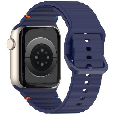 China Eraysun Colorful Buckle Wave Texture Rubber Straps Custom I Watch 10/9/8 Ultra 42/44/45/49mm Sport Silicone for Apple Watch Band for sale