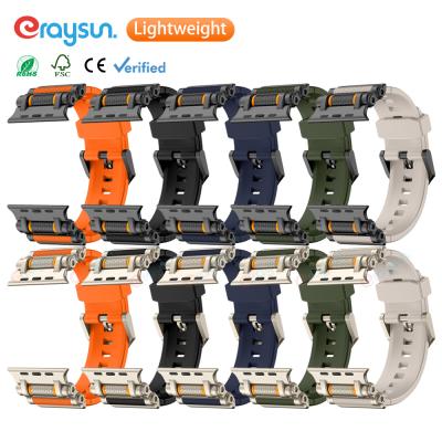 China Eraysun Manufacturer Soft Silicone Breathable Band Ultra 2 Sports 42/44/45/46/49mm I Watch 10 9 8 Gift Box for Apple Watch Band for sale