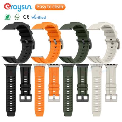 China Eraysun HNBR Soft Silicone Band Luxury Titanium Connectors Buckle I Watch 10 9 8 7 Ultra 2 1 42/44/45/49mm for Apple Watch Strap for sale