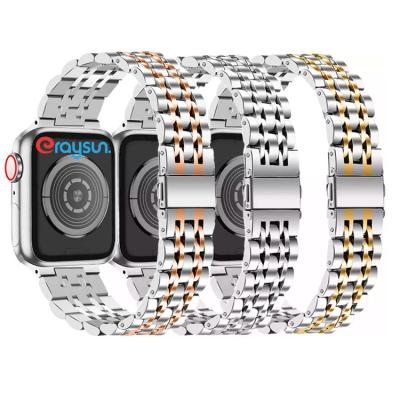 China Seven Beads Stainless Steel Watch Band for Apple Watch Series 7 6 5 4 3 2 1 Watch Strap 41mm 45mm 40mm 44mm for sale