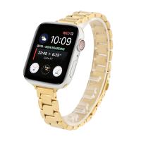 China Slim Stainless Steel Watch Band for Apple Watch Series 7 6 5 4 3 2 1 Buckle Three Bead Watch Strap 41mm 45mm 40mm 44mm for sale