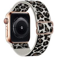 China Luxury Leopard Nylon Elastic Loop Strap for Apple Watch Series 11 10 9 Replacement Wristband Adjustable for Apple Watch Straps for sale
