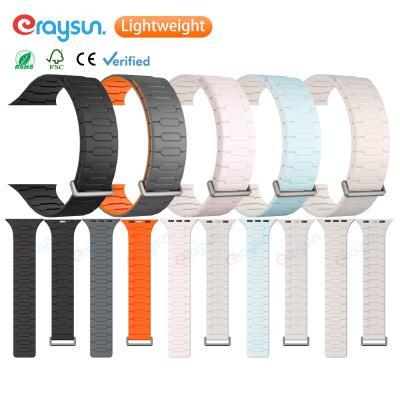 China Eraysun Unisex Silicone Watch Strap Ultra 2/1 Magnetic Loop Bracelet I Watch 10 9 8 7 SE 6 Sport Waterproof for Apple Watch Band for sale