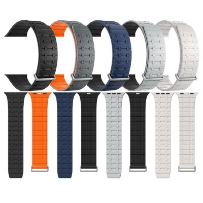 China Magnetic Loop Breathable for Apple Watch Ultra 2/3 11/10/9/8/7 Adjustable Replaceable Sport Silicone Band for Apple Watch Bands for sale