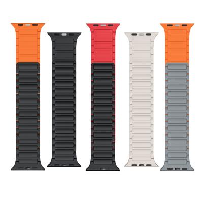 China Eraysun Comfortable Rubber Silicone Strong Silicone Magnetic Band Luxury I Watch 8/9 Ultra 2 Smart Watch Strap for sale