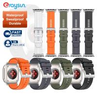 China Eraysun Replaceable Silicone for Apple Watch Band Ultra 2 1 Series 8 9 10 SE Design Adjustable Sport Stainless Steel Watch Strap for sale