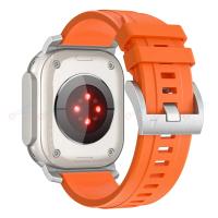 China Eraysun Replaceable Silicone for Apple Watch Band Ultra 2 1 Series 8 9 10 SE Design Adjustable Sport Stainless Steel Watch Strap for sale