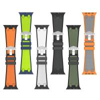 China Luxury for Apple Watch Band Series 11 10 9 8 44mm 45mm 49mm Ultra 2 3 Custom Designer Double Color Silicone Sport Wrist Bands for sale