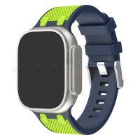China Luxury for Apple Watch Band Series 11 10 9 8 44mm 45mm 49mm Ultra 2 3 Custom Designer Double Color Silicone Sport Wrist Bands for sale