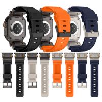 China For Apple Watch Band Luxury Ultra 2 49mm 46mm Rubber Soft Straps Series 10 9 8 7 6 5 4 SE 45mm 44mm Silicone Sports Watch Strap for sale