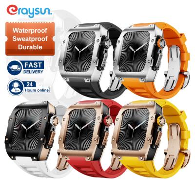 China Eraysun Stainless Steel Case Watch Band for Apple Watch Series 10 46mm Luxury Protector Fashion Silicone Modification Kit Strap for sale