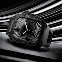 China Eraysun Hight Quality Light Luxury Carbon Fiber Metal Modified Case Silicone Strap for Apple Watch Series 10 46mm Watch Band for sale