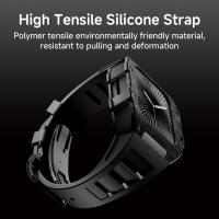 China Eraysun Hight Quality Light Luxury Carbon Fiber Metal Modified Case Silicone Strap for Apple Watch Series 10 46mm Watch Band for sale