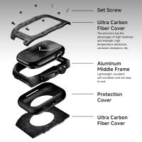 China Eraysun Hight Quality Light Luxury Carbon Fiber Metal Modified Case Silicone Strap for Apple Watch Series 10 46mm Watch Band for sale