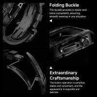 China Eraysun Hight Quality Light Luxury Carbon Fiber Metal Modified Case Silicone Strap for Apple Watch Series 10 46mm Watch Band for sale