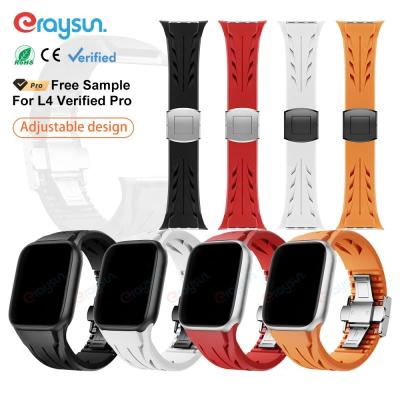 China Eraysun Rubber Bracelet for Apple Watch 10/9/8 Ultra 3/2/1 SE I Watch 11 Sport Adjustable Luxury Soft 42/44/45/49mm Watch Bands for sale