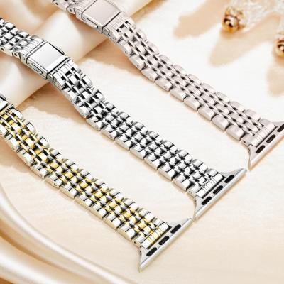 China PVD Coated Metal Watch Band for Apple Watch Ultra 3 2 Series 11 10 9 Se 3 2 46mm 49mm Stainless Steel Silver Link Bracelet for sale