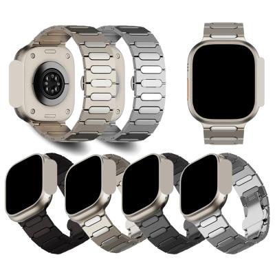 China Eraysun Hot Selling Shiny Ellipse Clasp  Butterfly Buckle Titanium Watch Band for Apple  Watch for sale