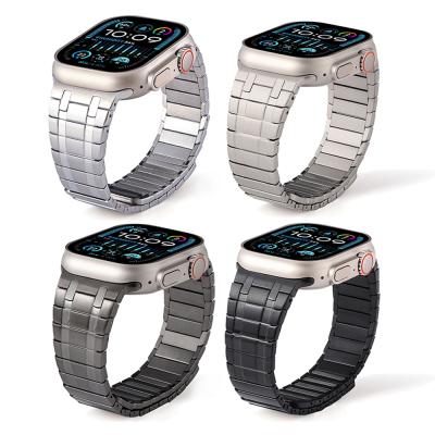 China Eraysun Magnetic Titanium Watch Band Luxury Custom Mens Replacement 49/45/44/42mm I Watch Ultra 2 Mens Metal Strap for Apple for sale