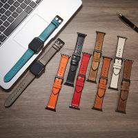 China ERAYSUN Vintage Genuine Leather Watch Band for Apple Watch Series 9 Ultra 2  41mm 45mm 49mm Leather Watch Strap for sale