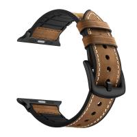China Eraysun Leather Watch Straps Sweatproof Vintage Dressy Genuine Leather Watch Band for Apple Watch Bands Se 7 6 38 40 42 MM for sale