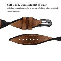 China Eraysun Leather Watch Straps Sweatproof Vintage Dressy Genuine Leather Watch Band for Apple Watch Bands Se 7 6 38 40 42 MM for sale