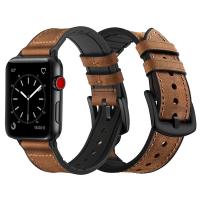 China Eraysun Leather Watch Straps Sweatproof Vintage Dressy Genuine Leather Watch Band for Apple Watch Bands Se 7 6 38 40 42 MM for sale