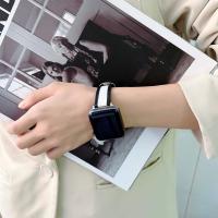 China Genuine Leather Buckle + Canvas D Style Buckle Watch Straps Band for Apple Watch 7 Series IWatch Wristband for sale