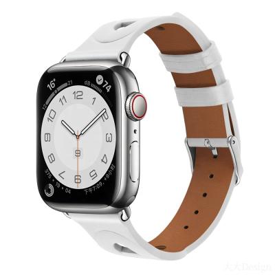China New Published Products Watch Band Strap for Apple Iwatch 7/6/5/4/3/2/1 Genuine Leather Double Ring Style Watch Strap for sale