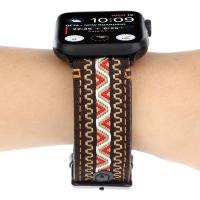China Folk-Custom Replacement Genuine Leather Strap Wrist Band for Apple Watch Series 5 4 3 2 1 for sale