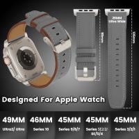 China Genuine Leather Replacement Bands for Apple Watch Band 49mm 45mm 44mm 42mm IWatch 11 7/8/9/10/SE Mens Smart Watches Bands for sale