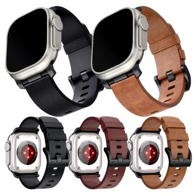 China Genuine Luxury Mens Watches Leather Band for Apple 38/42/49mm Vintage IWatch 11/10/9/8 Strap Leather Watch Bands for sale