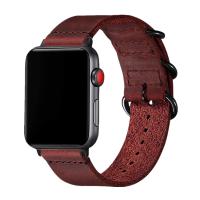 China Eraysun Leather Watch Straps Retro Cowhide Genuine Leather Strap 38 42mm for Apple Watch Band Grain Cowhide Leather Watch Band for sale
