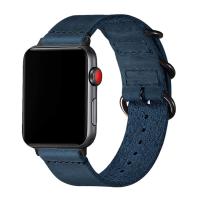 China Eraysun Leather Watch Straps Retro Cowhide Genuine Leather Strap 38 42mm for Apple Watch Band Grain Cowhide Leather Watch Band for sale