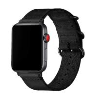 China Eraysun Leather Watch Straps Retro Cowhide Genuine Leather Strap 38 42mm for Apple Watch Band Grain Cowhide Leather Watch Band for sale