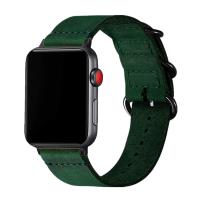 China Eraysun Leather Watch Straps Retro Cowhide Genuine Leather Strap 38 42mm for Apple Watch Band Grain Cowhide Leather Watch Band for sale