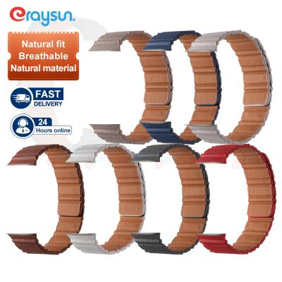 China Vintage Leather for Apple Watch Strap 42/44/45/49mm Magnetic Loop Band I Watch Series 7 8 9 10 11 Ultra 2 for Apple Watch Bands for sale
