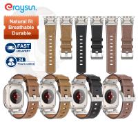 China Genuine Leather for Apple Watch Band Ultra 1 2 49mm 44mm 45mm 46mm Stainless Steel Connector Series 10 9 8 Luxury Leather Strap for sale