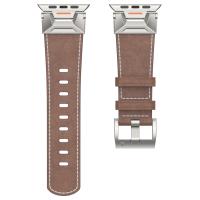 China Genuine Leather for Apple Watch Band Ultra 1 2 49mm 44mm 45mm 46mm Stainless Steel Connector Series 10 9 8 Luxury Leather Strap for sale