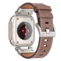 China Genuine Leather for Apple Watch Band Ultra 1 2 49mm 44mm 45mm 46mm Stainless Steel Connector Series 10 9 8 Luxury Leather Strap for sale